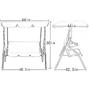 FDW Patio Swing Outdoor Swing with Canopy Glider Swing Chair Patio Backyard Porch Furniture