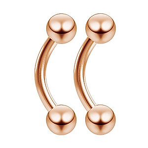 2pc 16g Curved Barbell Barbel Rook J Curve 316LVM Surgical Steel Jewelry Rose Gold Earrings Piercing Jewelry Gauge Rook Eyebrow 6mm