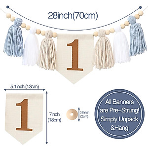 1st Birthday Highchair Banner Decorations For First Boys Khaki Cone Hat With One Cake Topper Photo Backdrop