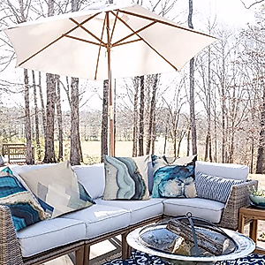 VIGVOG Outdoor Pillow Covers Waterproof 18 X 18 Inch,Decorative Blue Grey Throw Pillow Cases,Water Resistant Square Cushion Covers for Couch Sofa Patio Garden Furniture,Set of 4