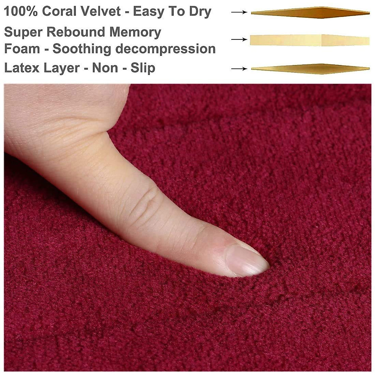 JDYYICZ Memory Foam Bathroom Rugs 2 Piece Bath Mat Set Soft Non-Slip and Absorbent Microfiber Bath Rug and U-Shaped Toilet Mat 32"x20"+24"x 20"