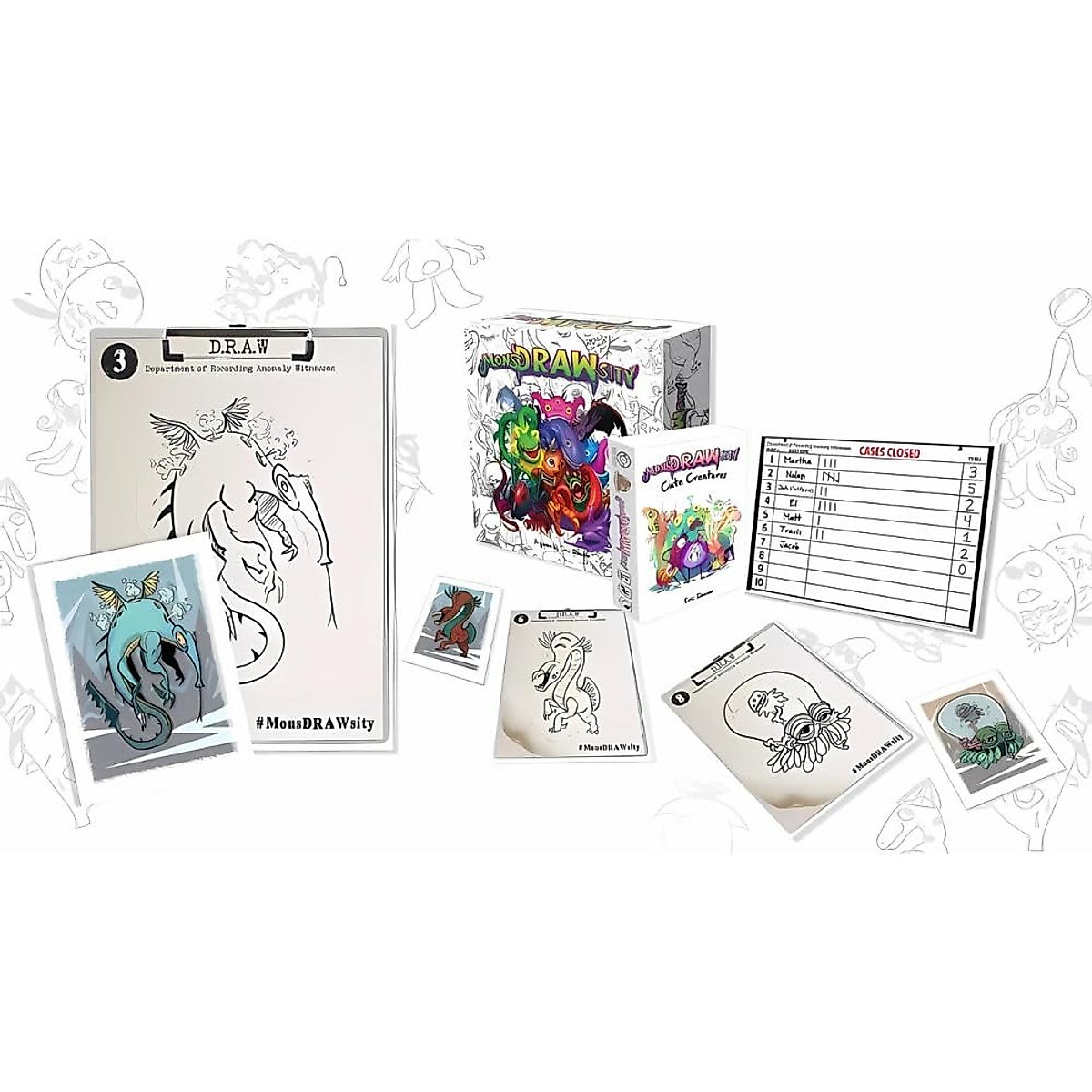 Deep Water Games MonsDRAWsity, Drawing Party Game Based on Verbal Description, Take Turns Describing & Drawing a Bizarre Monster - Be The Player Whose Drawing Most Closely Matches, 8+, 3-8 Players