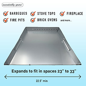 Essentially Yours Adjustable Fireplace Tray | Stainless Steel Expandable Ash and Ember Holder Pan | Nuts and Bolts Included for Additional Stability