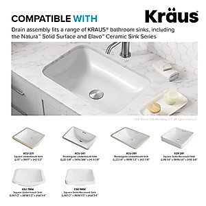 KRAUS Pop-Up Drain for Bathroom Sink with Overflow in Spot-Free Stainless Steel, PU-11SFS