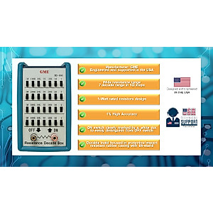GME RD-300 Resistance Substitution Decade Box, 7 Decades Range, 1Ω to 11MΩ, 1% Accuracy, 1-Watt Rated resistors, Designed in The USA