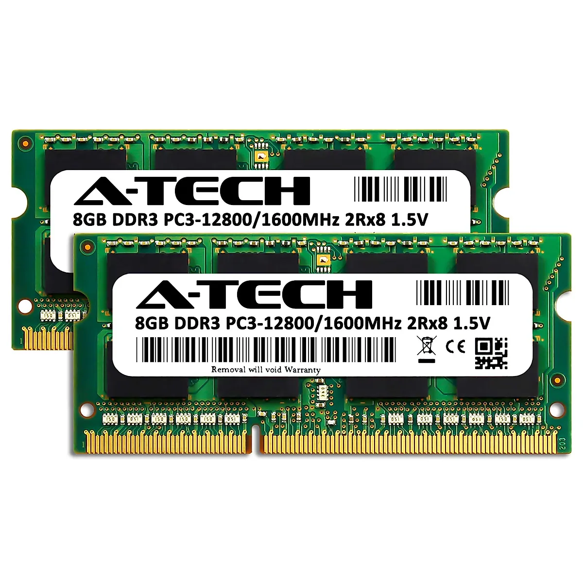 A-Tech 16GB (2x8GB) DDR3 1600MHz SODIMM PC3-12800 2Rx8 1.5V CL11 Non-ECC Unbuffered 204-Pin SO-DIMM Notebook Laptop RAM Memory Upgrade Kit