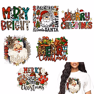 6Pcs Christmas Iron on Transfer Designs, Christmas Iron on Transfers for T-Shirts, Christmas Cartoon Green Hair Monster Pattern Applique Stickers Heat Transfer Paper Stickers for DIY Xmas Clothing (C)