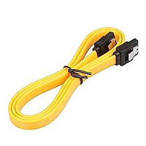 LINESO 2Pack 32in Long SATA Cable 6gb Straight with Locking Latch(Yellow)