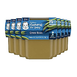 Gerber 2nd Food Baby Food Green Bean Puree, Natural & Non-GMO, 8 Ounce, 2 Count (Pack of 8)