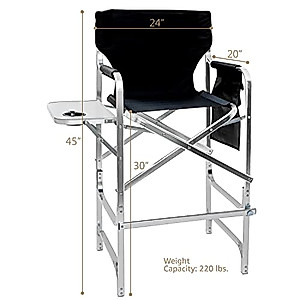 Trademark Innovations Director's Chair, Aluminum, Black