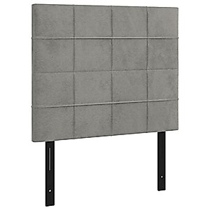 vidaXL Bed Frame, Box Spring Bed Single Platform Bed, Bed Frame Mattress Foundation with Headboard for Bedroom, Light Gray Twin XL Velvet