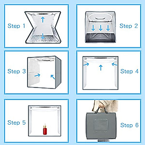 PULLINE Photo Light Box 160 LED 12''x12'' Dimmable Light Box Photography, Portable Photo Studio with Phone Tripod & 6 Backdrops, Folding Shooting Tent Kit for Jewelry/Small Items Product Photography