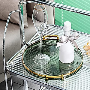 Luxury Serving Tray, with Handles Cosmetic Perfume Makeup Display Multifunction Decorative Decorative Tray, Jewelry Tray for Living Room, Green