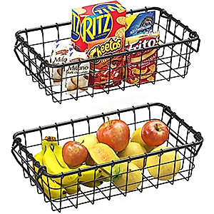 SimpleHouseware 2 Pack Stackable Single Wire Basket, (8.9 x 15.5 x 4.3 in)