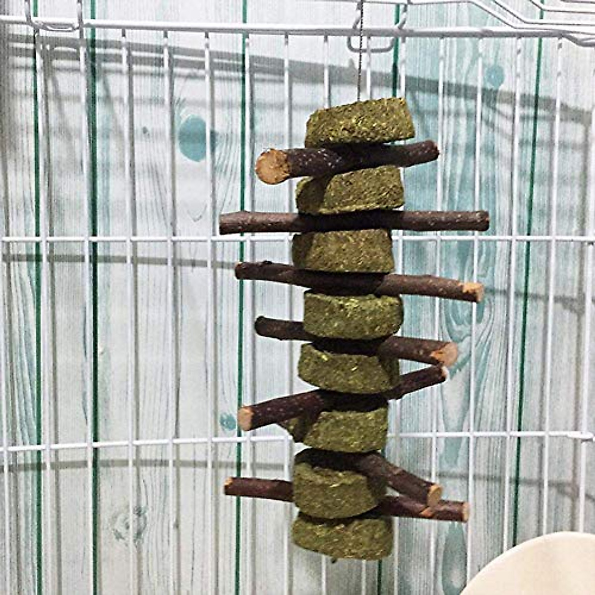 Rabbit Hamster Chew,lEIsr00y Rabbit Bunny Hamster Teeth Health Apple Wood Stick Grass Hay Cake Heart Chew Toy - Wood Color