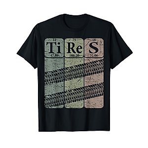 Tires Periodic Table Elements Car Lover Retro Skid Mark T-Shirt