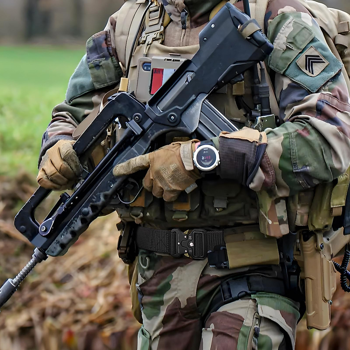 MOZETO Tactical Belts for Men Military Style Work Hiking Riggers Web Gun Belt with Heavy Duty Quick Release Metal Buckle