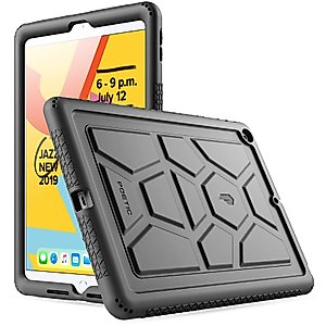 Poetic TurtleSkin Case Designed for iPad 10.2 9th Generation (2021) / 8th Generation (2020) / 7th Generation (2019), Heavy Duty Shockproof Kids Friendly Silicone Case Cover, Black