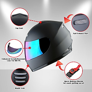 WOW Motorcycle Full Face Helmet Street Bike BMX MX Youth Kids Matt Black