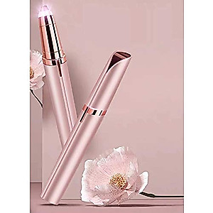 GoldTech Products Eye Brow Trimmer, Eyebrow Hair Remover, Portable Eyebrow Epilator Razor Pen with LED Light, Eyebrow Shaver Tool for Eye Brows, Face, Lips, Nose, Rose Gold with 18K Plated Tip