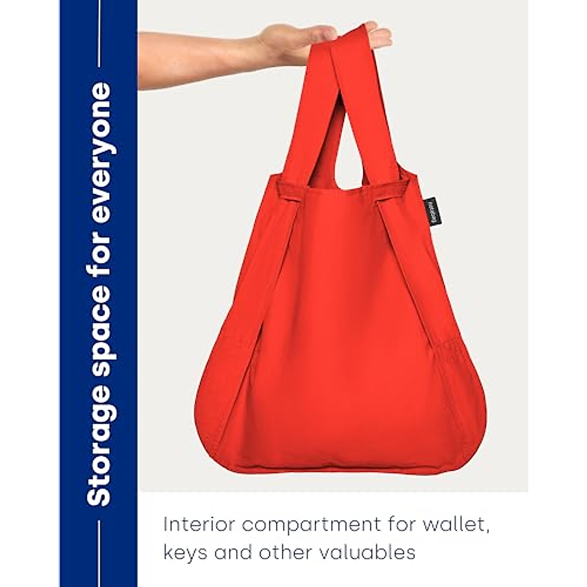 Notabag Original 2 in 1 Backpack and Bag (Red) – Backpack waterproof – reusable grocery bags foldable – clever design for more flexibility – backpack waterproof – grocery tote bag