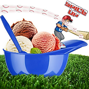 Baseball Helmet Ice Cream Snack Bowl and Disposable Taster Spoons Set Mini Baseball Party Favors Small Dessert Ice Cream Bowls Serving Candy Sundae Cups for Ice Cream Sundae Party Supplies(50 Set)