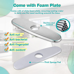 Kicimpro Faucet Plates to Cover Holes Stainless Steel Brushed Nickel Deck Plate for 1 or 3 Hole Bathroom or Kitchen Sink Faucet 9.8 Inch Round Faucet Escutcheons