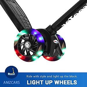 Kick Scooter for Kids, 3 Wheels Toddlers Scooter for 6 Years Old Boys Girls Learn to Steer, Adjustable Height, Extra-Wide Deck, Flashing Wheels for Children Gifts