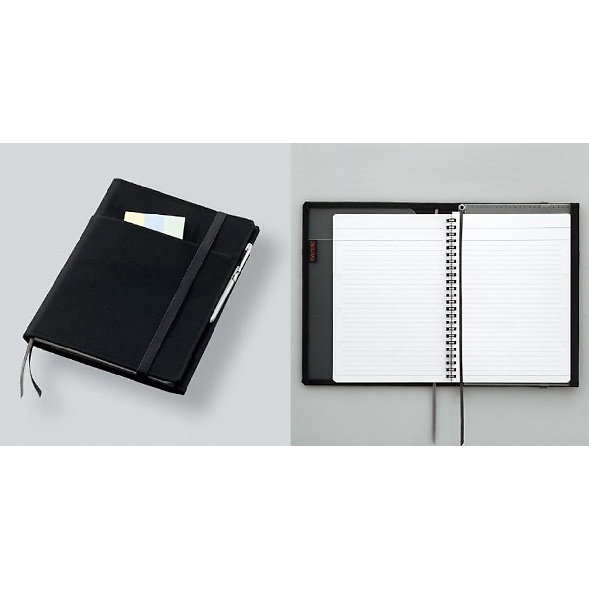 KOKUYO Systemic Cover Notebook, with One Semi-B5, B 6mm Ruled, 35 Lines, 40 Sheets, Twin Ring Edge Title Notebook, Black, Japan Import (NO-683B-D)