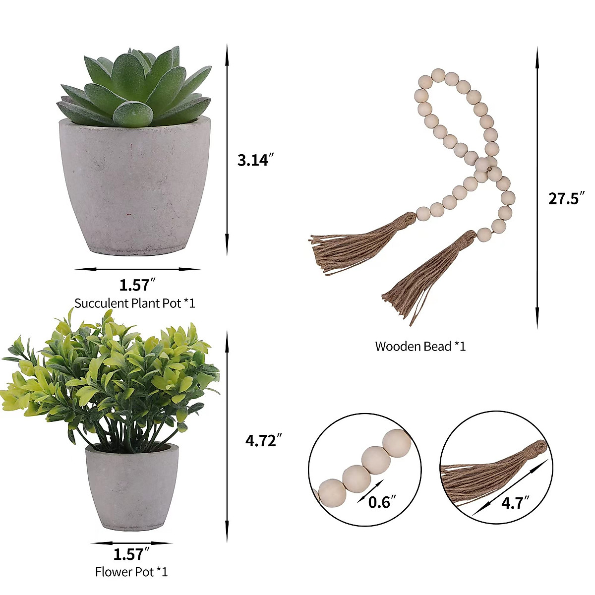 Houmury Set of 9 Farmhouse Tiered Tray with Tier Tray Decor 1 Artificial Succulent Plant & 1 Artificial Plant for Rustic Home Sweet Home Kitchen Decor Tier Tray Decor Set (Set of 9-with Tiered Tray)