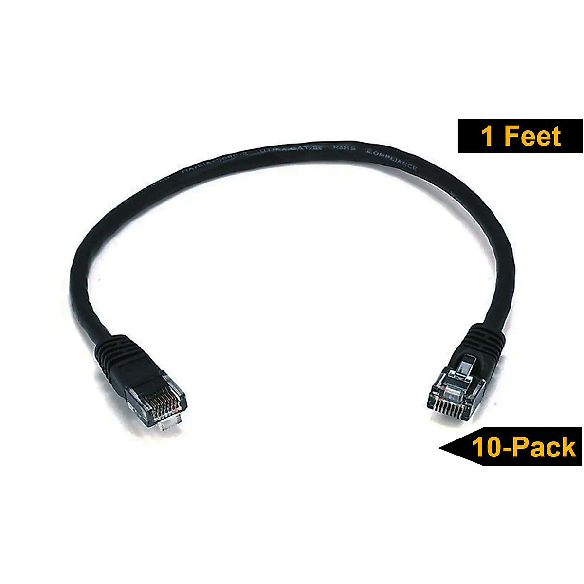 iMBAPrice 15' Cat5e Network Ethernet Patch Cable, 10 Pack, Black (IMBA-CAT5-15BK-10PK)