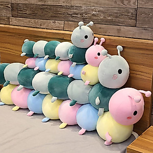 LEHU Caterpillar Stuffed Animal Long Plush Pillow,Cute Hugging Pillow Plush Soft Giant Stuffed Caterpillar,Teen Birthday (Pink,31 inches)