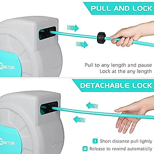 Bietor Garden Hose 115ft+6.5ft, Retractable Garden Hose Reel Flexible, Water Hose With Reel Automatic Rewind, Heavy Duty Garden Hose With 9 Patterns Spray Nozzle