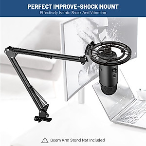 Microphone Shock Mount,Latest Advanced Vibration Blocking,Light Weight Noise Repelling Shock Mount for Blue Yeti,Yeti Pro Original Snowball & USB Pro-universal Mic Shock Mount