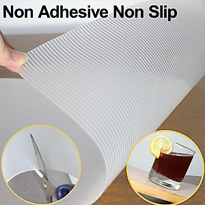 Shelf Liners for Kitchen Cabinets 15 Inch Wide X 20 Ft No Slip Waterproof Cabinet Drawer Shelves Liner Non Adhesive Clear Liner for Refrigerator Pantry Cupboard Closet Kitchen Bathroom