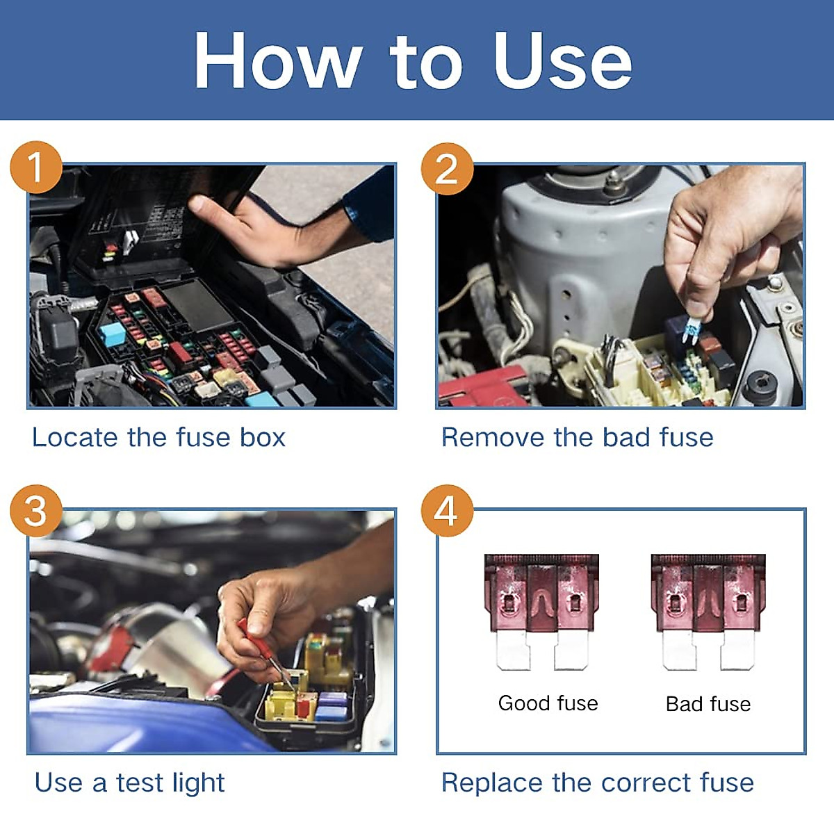 ZIPCCI 120 Pcs Standard Car Fuse, Fuses Assortment kit(1A/2A/3A/5A/10A/15A/20A/25A/30A/35A/40AMP) Automotive Blade Fuse for RV, Truck, Marine, Auto Accessories