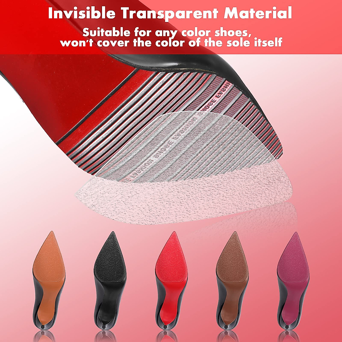 16 Pack Sole Protector for High Heel Shoes Red Bottom Sole Sticker Crystal Clear Sole Guard Protectors Anti Slip 16 Sheets for 8 Pairs of Shoes Wear Resistant