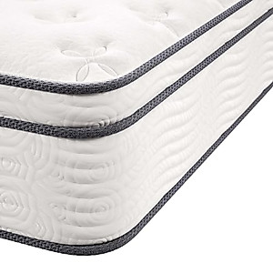 Modway MOD-7090-WHI Jenna 12" Innerspring and Foam King Mattress, White