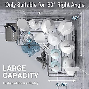 Corner Shower Caddy Bathroom Organizer: 2 Pack Adhesive Shower Shelf Decor- No Drilling Stainless Steel Shower Storage Rack with Hooks and Toothpaste Holder - Bathroom Accessories Shower Stuff