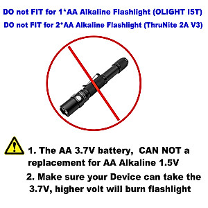 funkawa (2- Pack) AA 3.7V 850mAh Li-ion Rechargeable Battery with Charger, ER14505, Button top, Good for Flashlight Lumintop Tool AA 2.0, Klarus Mi7
