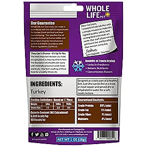 Whole Life Pet Just One Turkey - Cat Treat Or Topper - Human Grade, Freeze Dried, One Ingredient - Protein Rich, Grain Free, Made in The USA