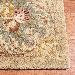 SAFAVIEH Bergama Collection Area Rug - 9' x 12', Ivory & Light Blue, Handmade French Country Wool, Ideal for High Traffic Areas in Living Room, Bedroom (BRG166A)