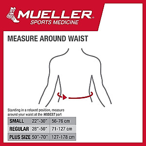 MUELLER Sports Medicine Lumbar Back Brace, Lower Back Pain Relief and Support Belt for Men and Women, Black, Small (22-30 Inches)