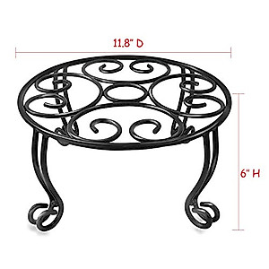 TREEZITEK 6 in Tall Plant Stand 11.8'' Diameter for Large Flower Pot Heavy Duty Potted Holder Indoor Outdoor Metal Rustproof Iron Garden Container Round Supports Rack for Planter,2 Pack