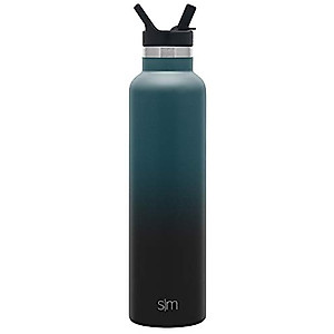 Simple Modern Water Bottle with Narrow Mouth Straw Lid Metal Thermos Vacuum Insulated Stainless Steel l Reusable Leak Proof BPA-Free Flask | Ascent Collection | 24oz, Moonlight