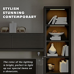 JUSJUBR 4PCS x 12inch Display Cabinet Lights Warm White, Dimmable LED Shelf Lighting with Memory Function, Bookshelf Lighting, LED Lights for Display Case/Pantry/Closet/Safe, 3000K