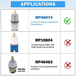 RP46074 Delta Shower Valve Cartridge Compatible with Delta 13/14 Series Bath Tub Shower Faucet Single Handle Universal Shower Valve Cartridge Repair Assembly Replacement Monitor Cartridge Parts