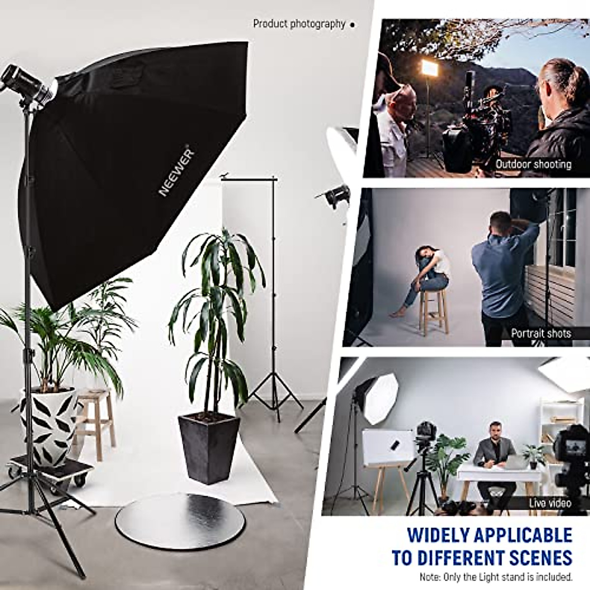 NEEWER 13ft/4m Air Cushioned Light Stand, Heavy Duty All Metal Photography Tripod Stand with 1/4” to 3/8” Reversible Spigot, 3 Way Mounting Interface & Metal Locking Knobs, Max Load 6.5lb/3kg