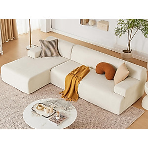 Huatean Home 107” Chenille Modular Sectional Sofa, Modern Couch Sponge Sectional Sofa Couch for Living Room, High Density Sponges Cloud Couch Sectional, L-Shape Couches for Living Room, Beige
