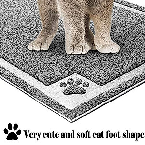 UPSKY Large Cat Litter Mat Trapper 35"×23" Traps Litter from Box and Paws Scatter Control for Litter Box Soft on Sensitive Kitty Paws Easy to Clean Durable (Grey)